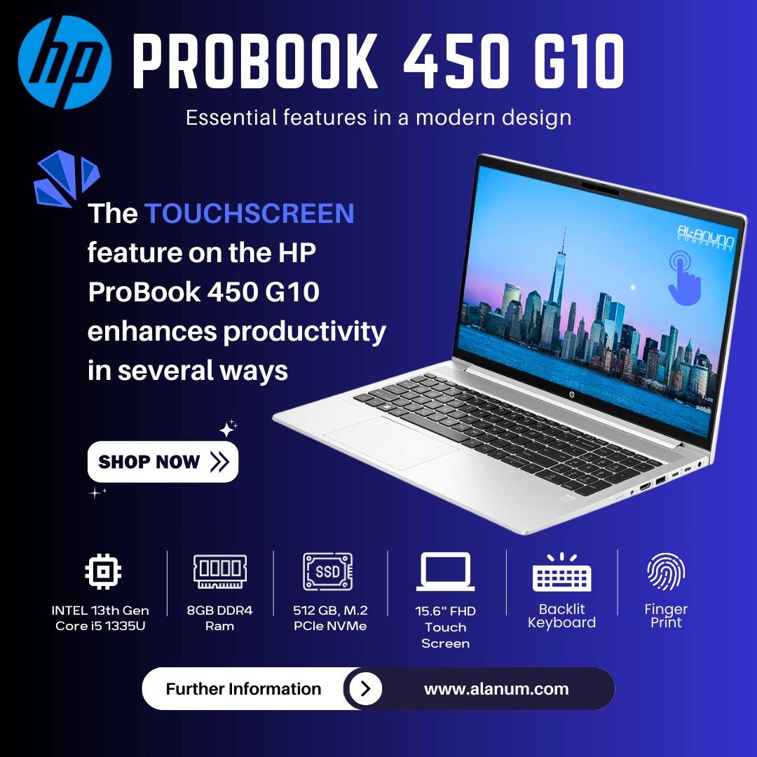 HP ProBook 450 G10, Ci5 13Th, 8GB, 512GB, 15.6" FHD Touch, FP, BL-K, LP ...