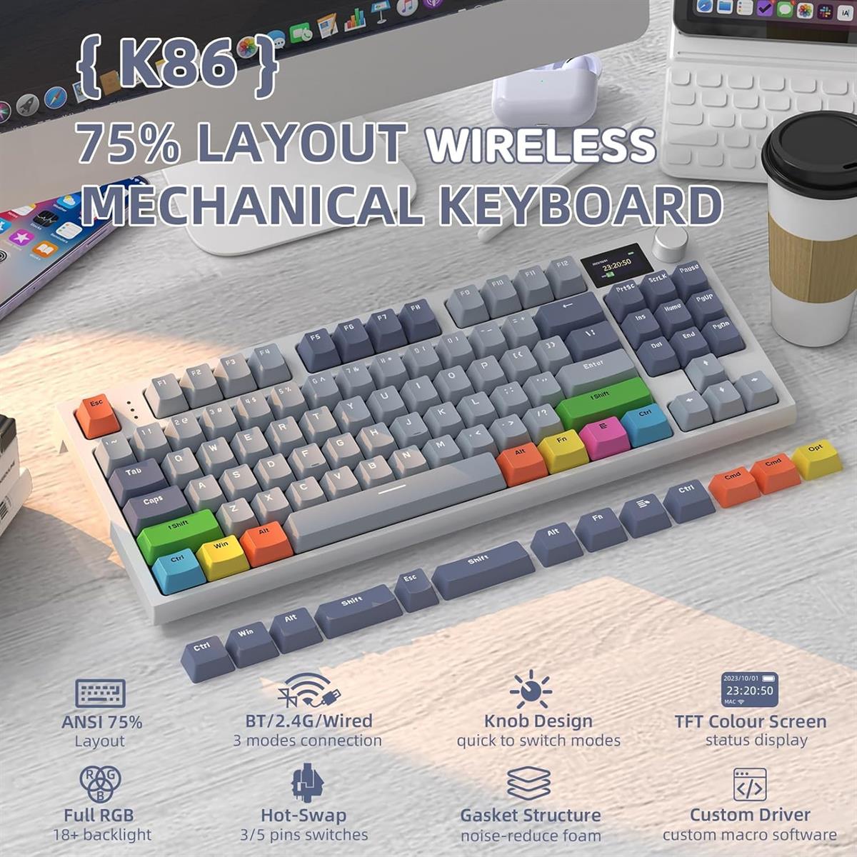 Attack Shark K86 Lavender Blue | Wireless Gaming Keyboard | Price in ...
