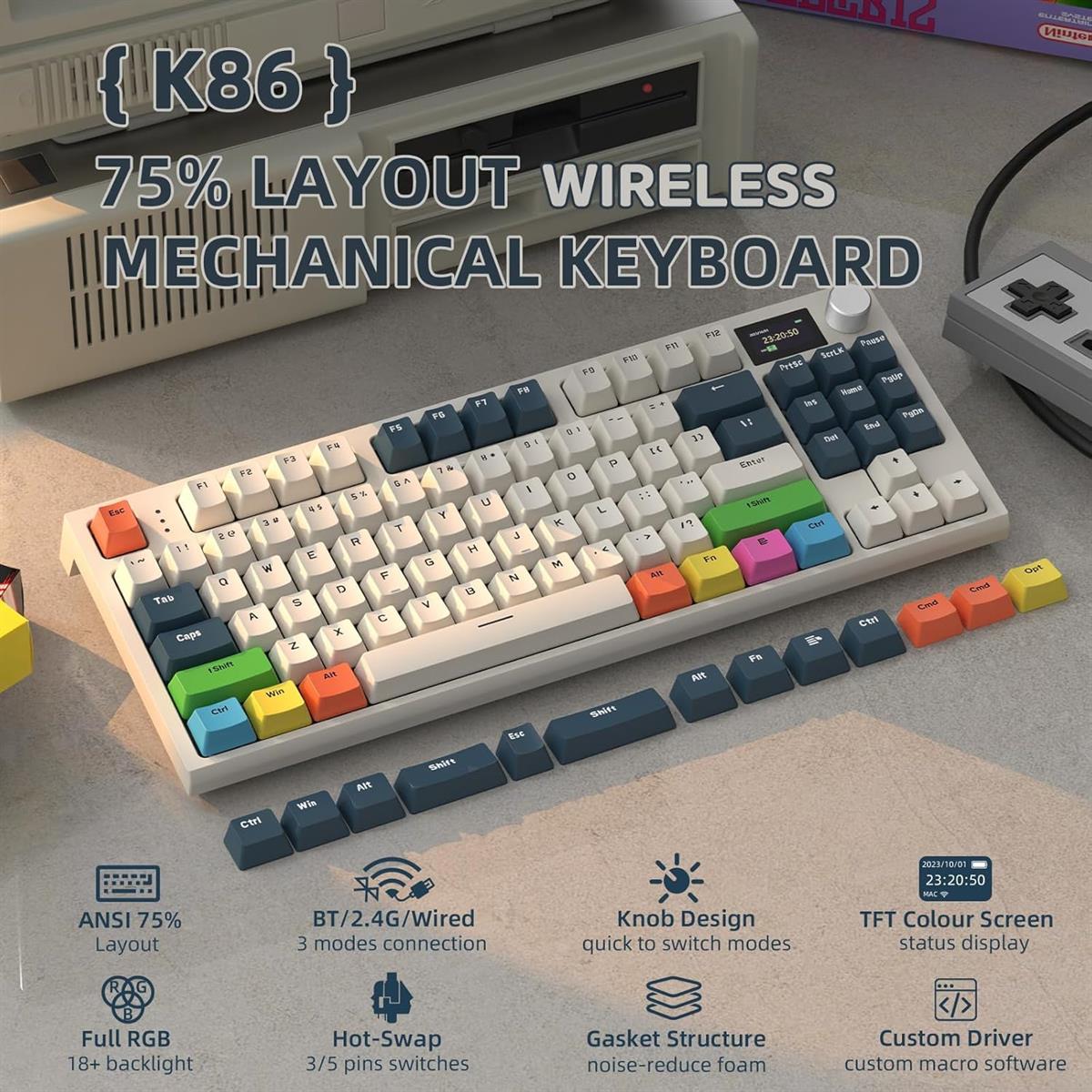 Attack Shark K86 Retro Blue | Wireless Gaming Keyboard | Price in Pakistan