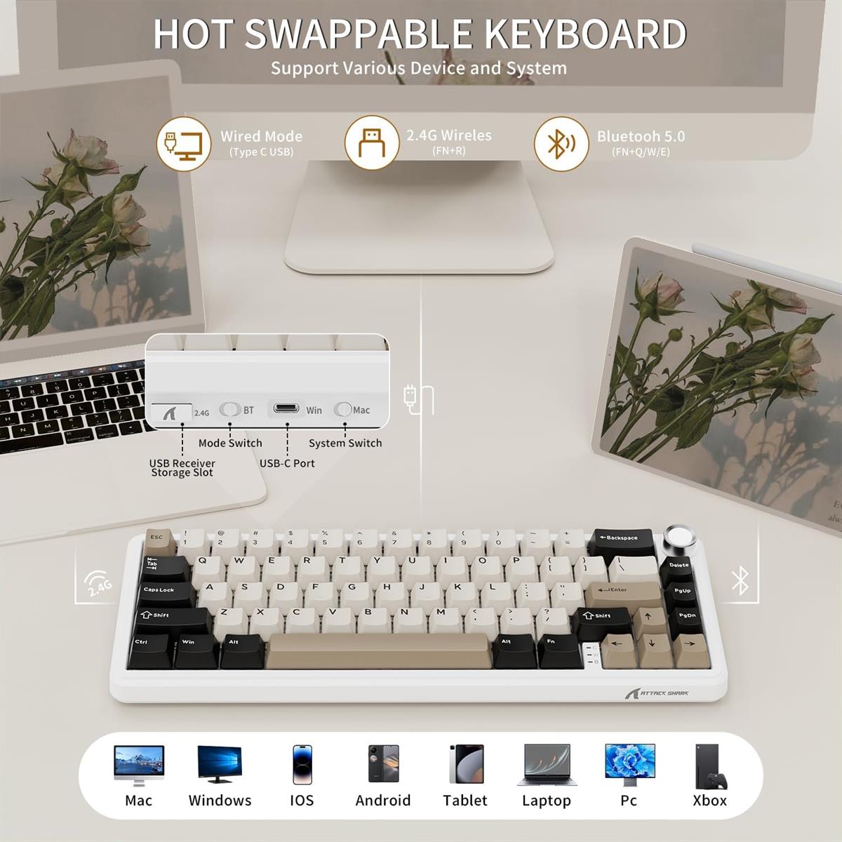 Attack Shark X66 (White Cheese) | Wireless Gaming Keyboard | Price in ...