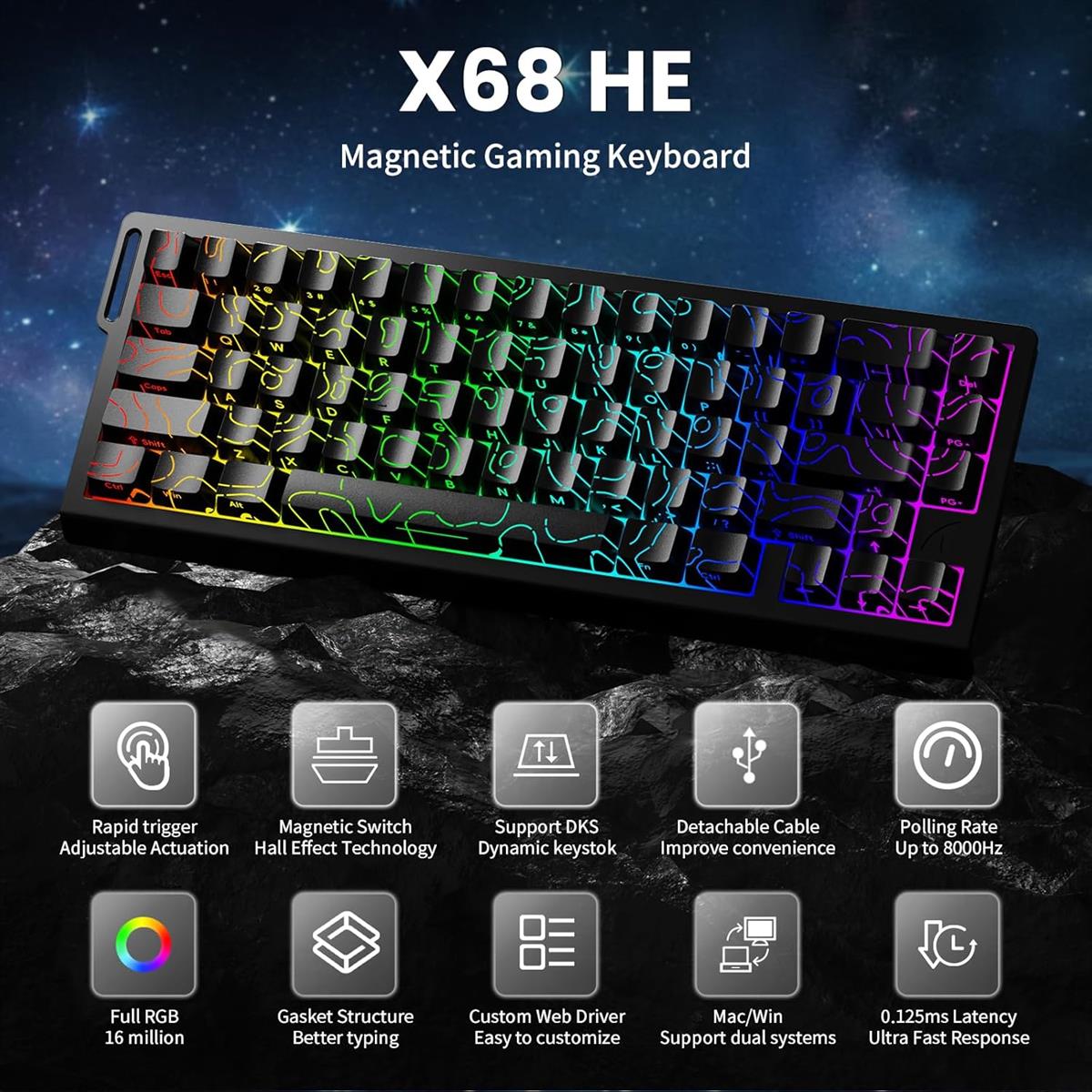 Attack Shark X68 HE (Black Contours) | Wired Gaming Keyboard | Price in ...
