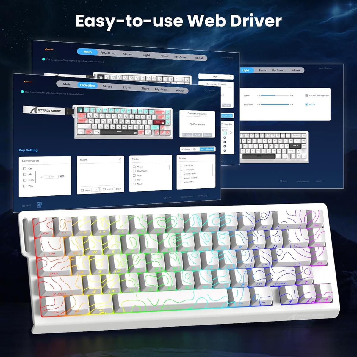 Attack Shark X68 HE (White Contours) | Wired Gaming Keyboard | Price in ...