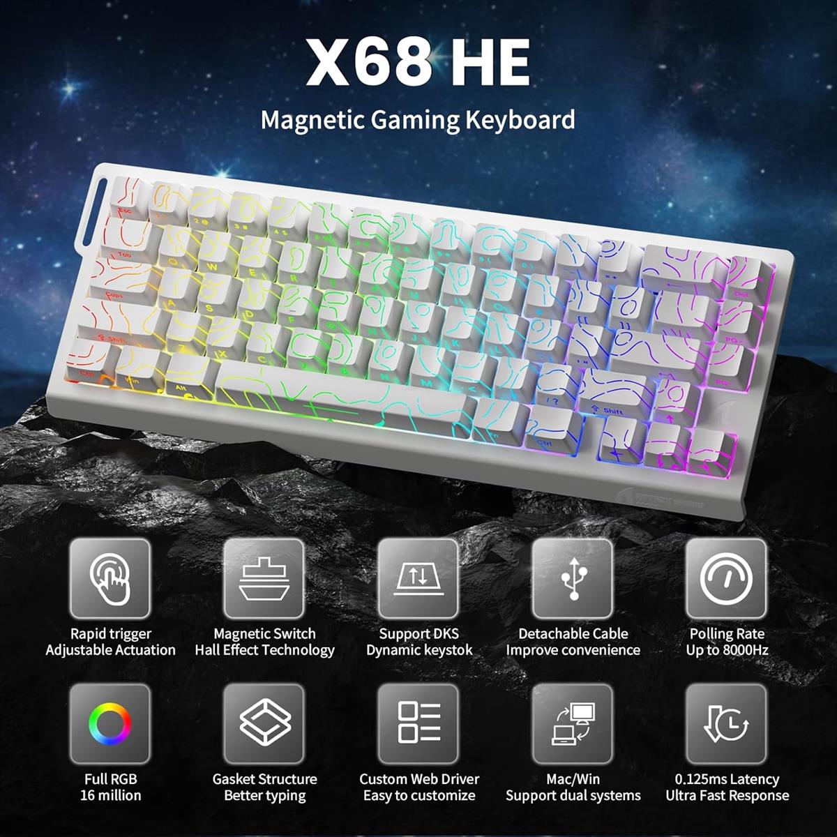 Attack Shark X68 HE (White Contours) | Wired Gaming Keyboard | Price in ...