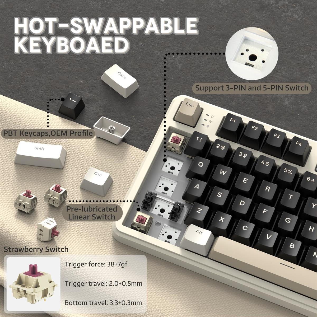 Attack Shark X87 (Cheese White) | Wireless Gaming Keyboard | Price in ...