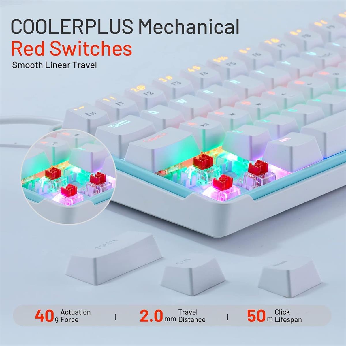 CoolerPlus Wired Gaming Keyboard (White, Red Switch) | Price in Pakistan
