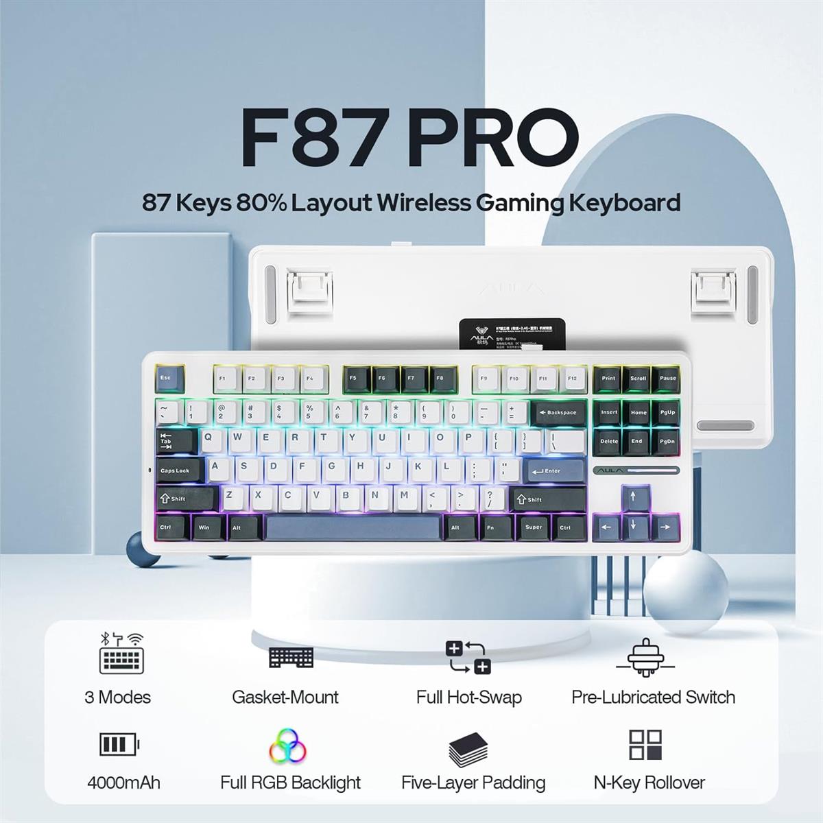 Aula F87 Pro Smoke Blue | Wireless Gaming Keyboard | Price in Pakistan
