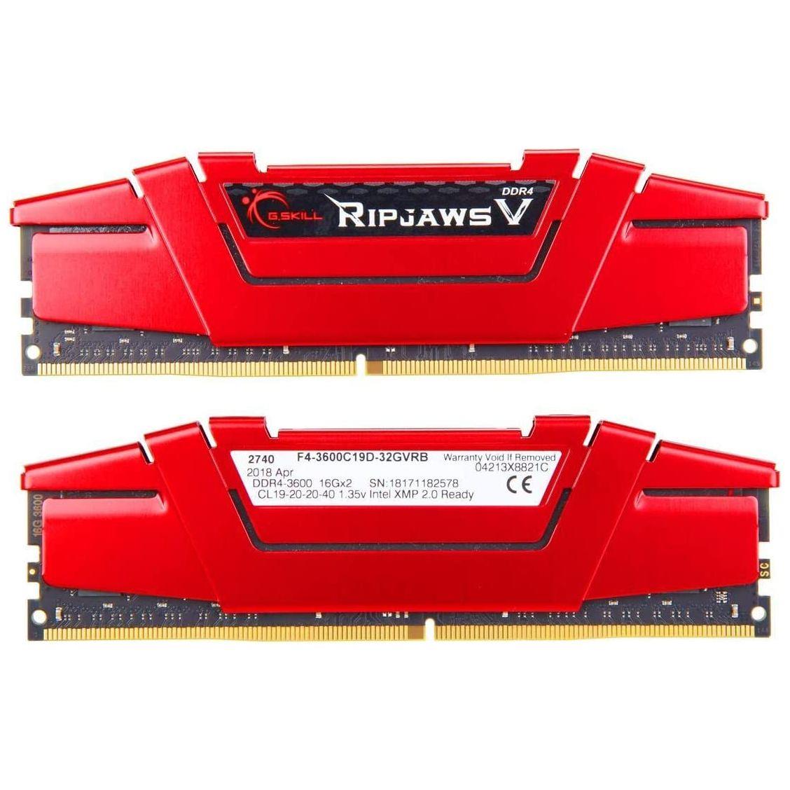 G.Skill Ripjaws V 32GB (2x16GB) 3600MHz C19 - Red | DDR4 Desktop Ram ...