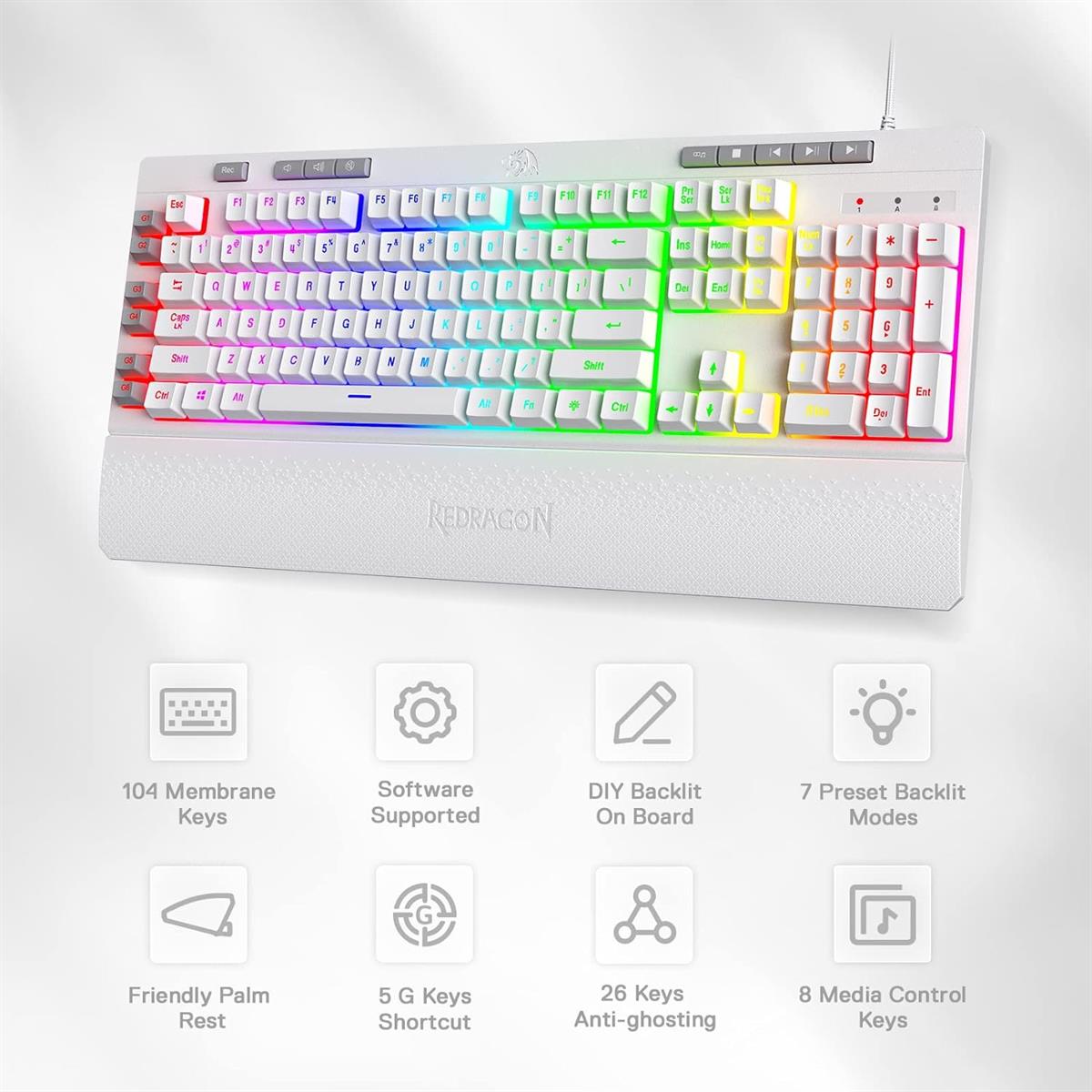 Redragon K512 Shiva (White) | Wired Gaming Keyboard | Price in Pakistan