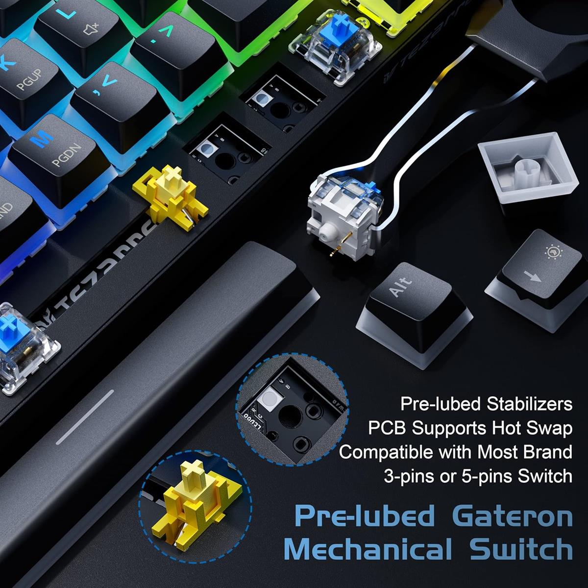 Tezarre TK63 Pro (Black) | Wireless Gaming Keyboard | Price in Pakistan