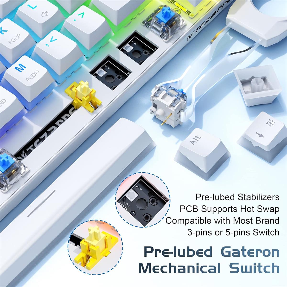 Tezarre TK63 Pro (Off-White) | Wireless Gaming Keyboard | Price in Pakistan