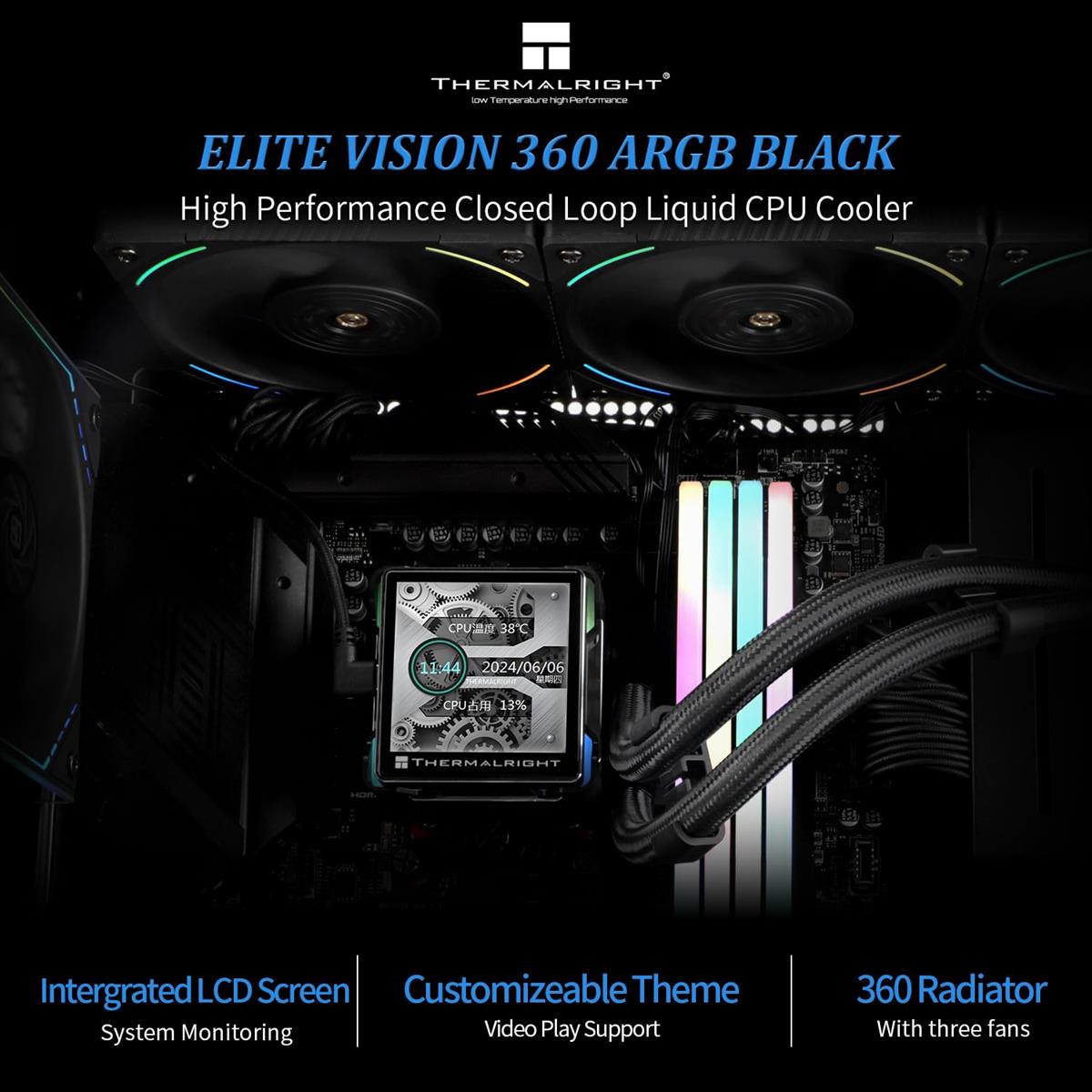 Thermalright Elite Vision 360 Black ARGB | 360mm Liquid Cooler | Price ...