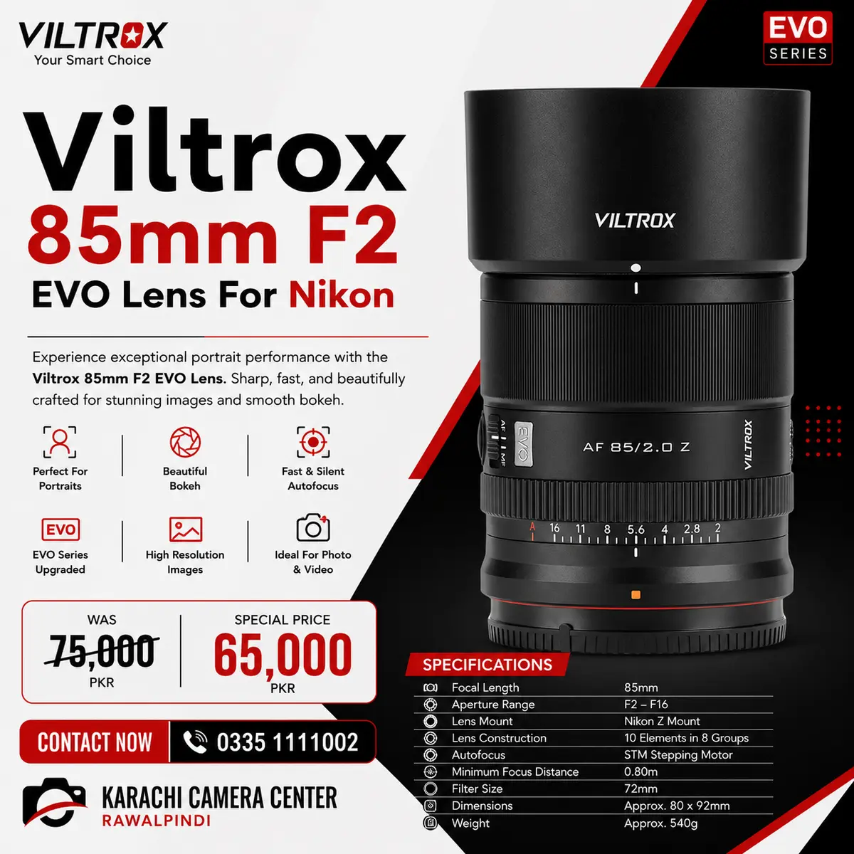 Viltrox AF 85mm F2 EVO Lens Nikon Z Mount Price in Pakistan | Karachi ...