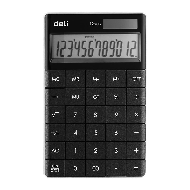 Deli Touch Series E1589P 12-Digit Black Calculator