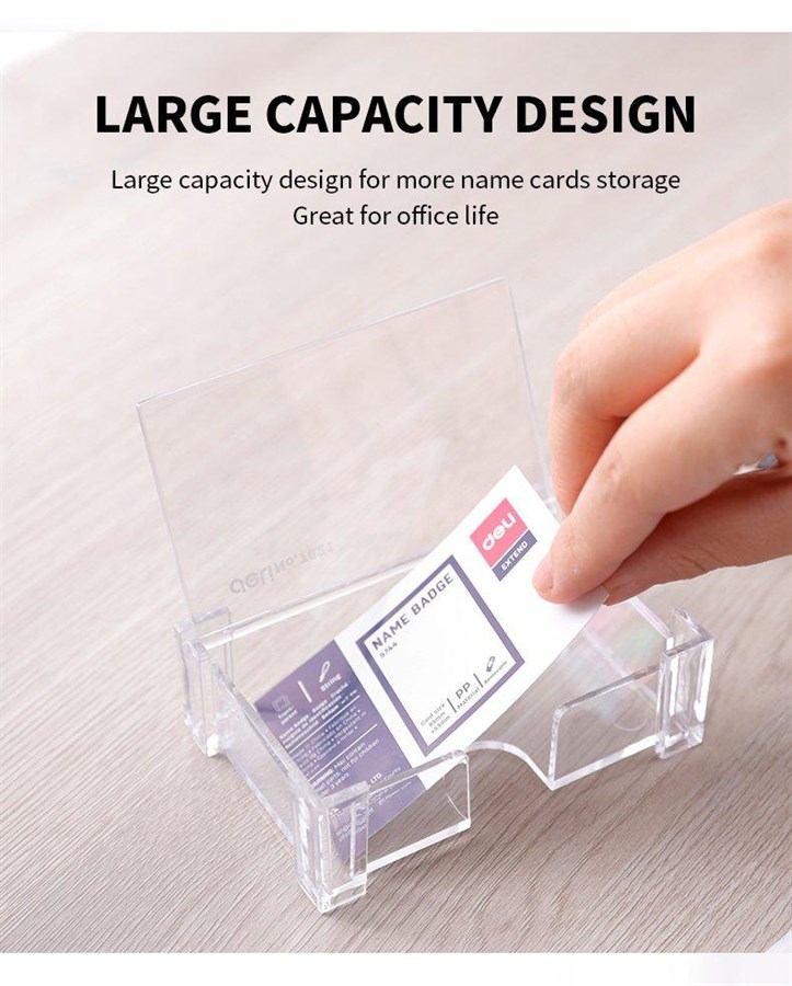 Deli E7621 PS Top View Transparent Business Card Holder