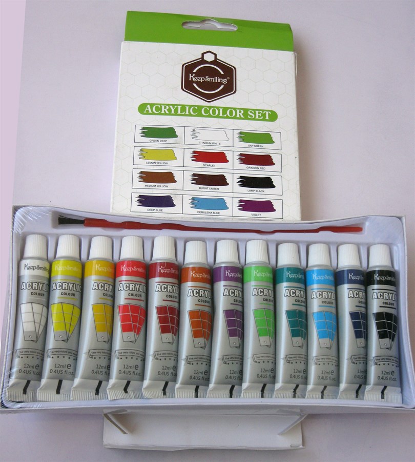 Keep Smiling 7112A Acrylic Colour 12ML 12 Colour Set with 12 pieces ...