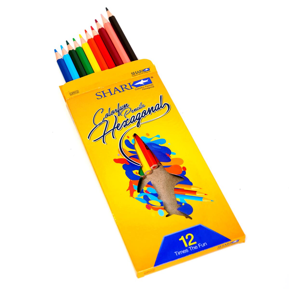 Shark CPH-12 Hexagonal Full Size 12 Colour Pencils