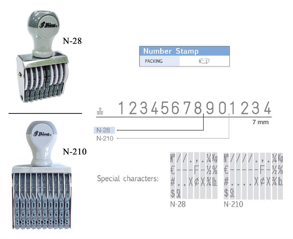Shiny 8 & 10 Digits 7mm Manual Numbering Stamps