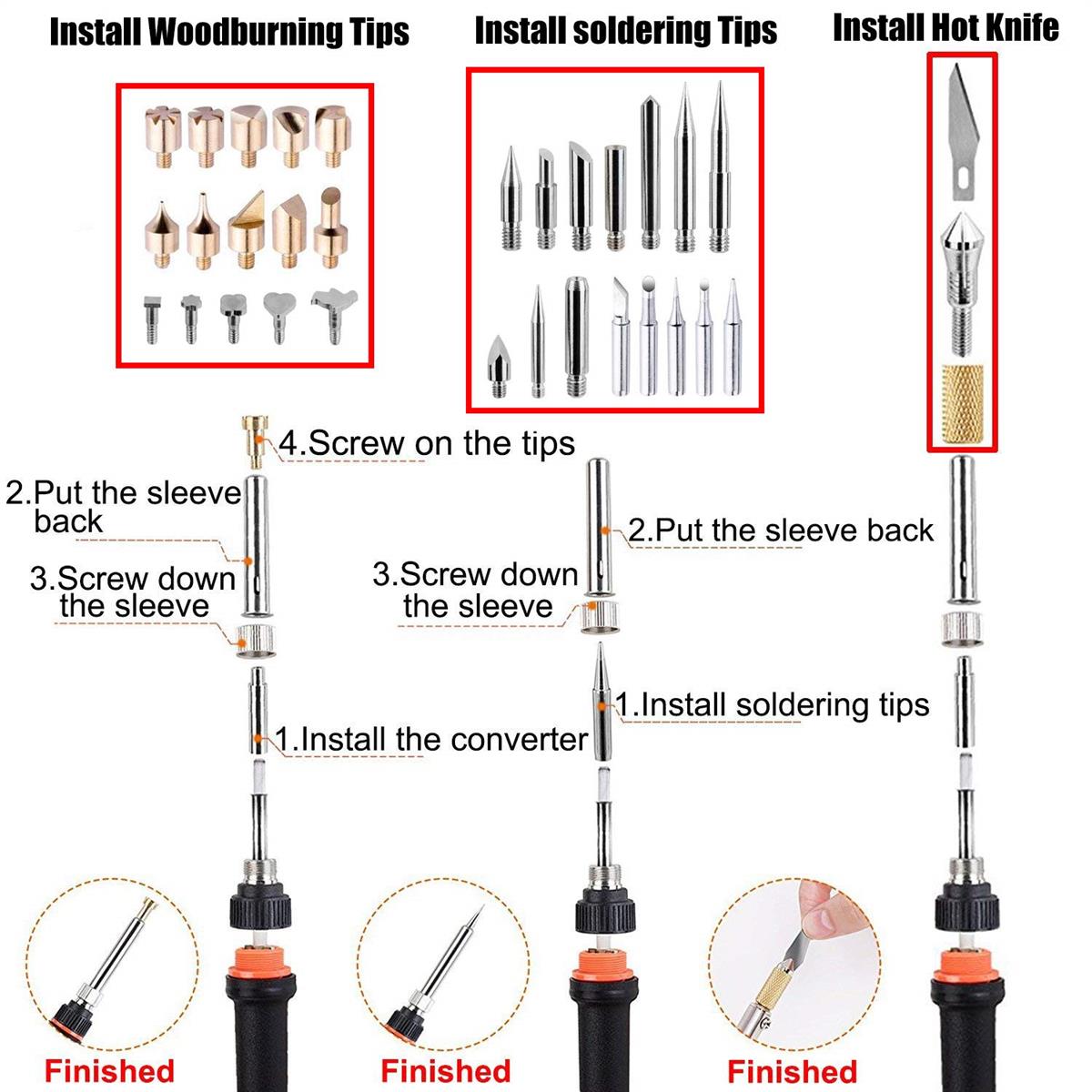 Wood Pyrography Kit 60W, Adjustable Temperature, Professional Electric ...