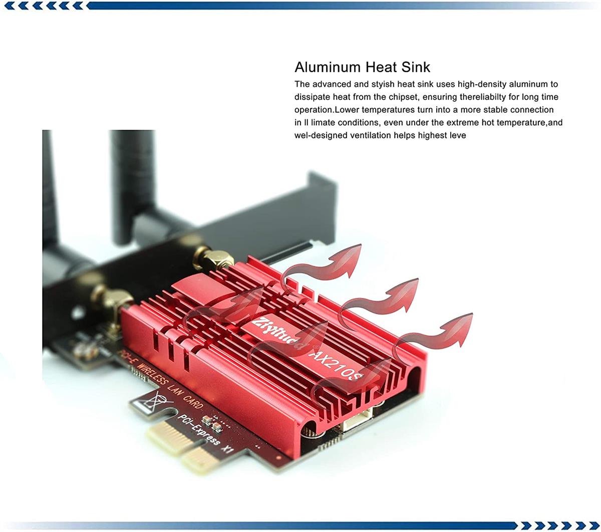 Ziyituod PCI Express WiFi Network Card Dual Band WiFi 6E Card AX210 ...