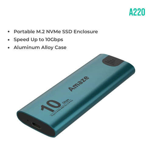 Amaze Portable M.2 NVME SSD Enclosure 10Gbps Aluminium Alloy Case