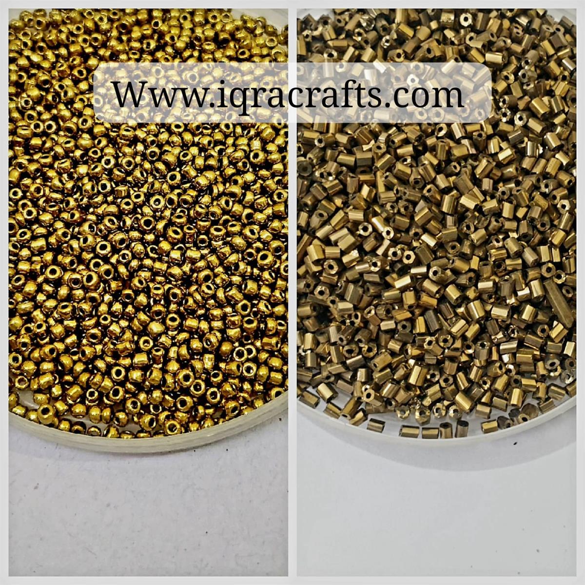 Pack of 4 Tola (2 Tola each ) 2mm Glass Round & Cut Beads, Copper ...