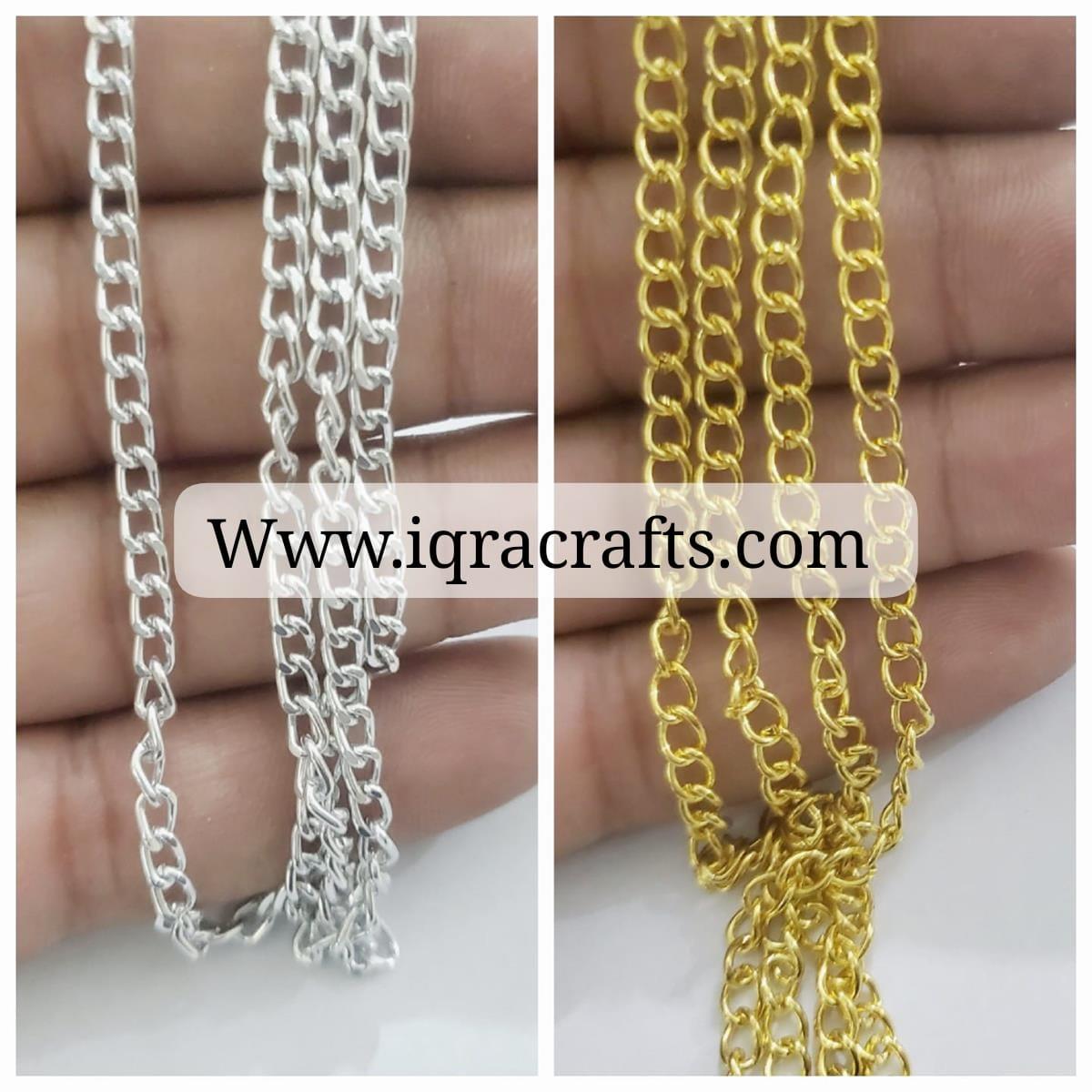 1 Gaz Stainless Steel Chains Silver & Golden Color Necklace Link Chains ...