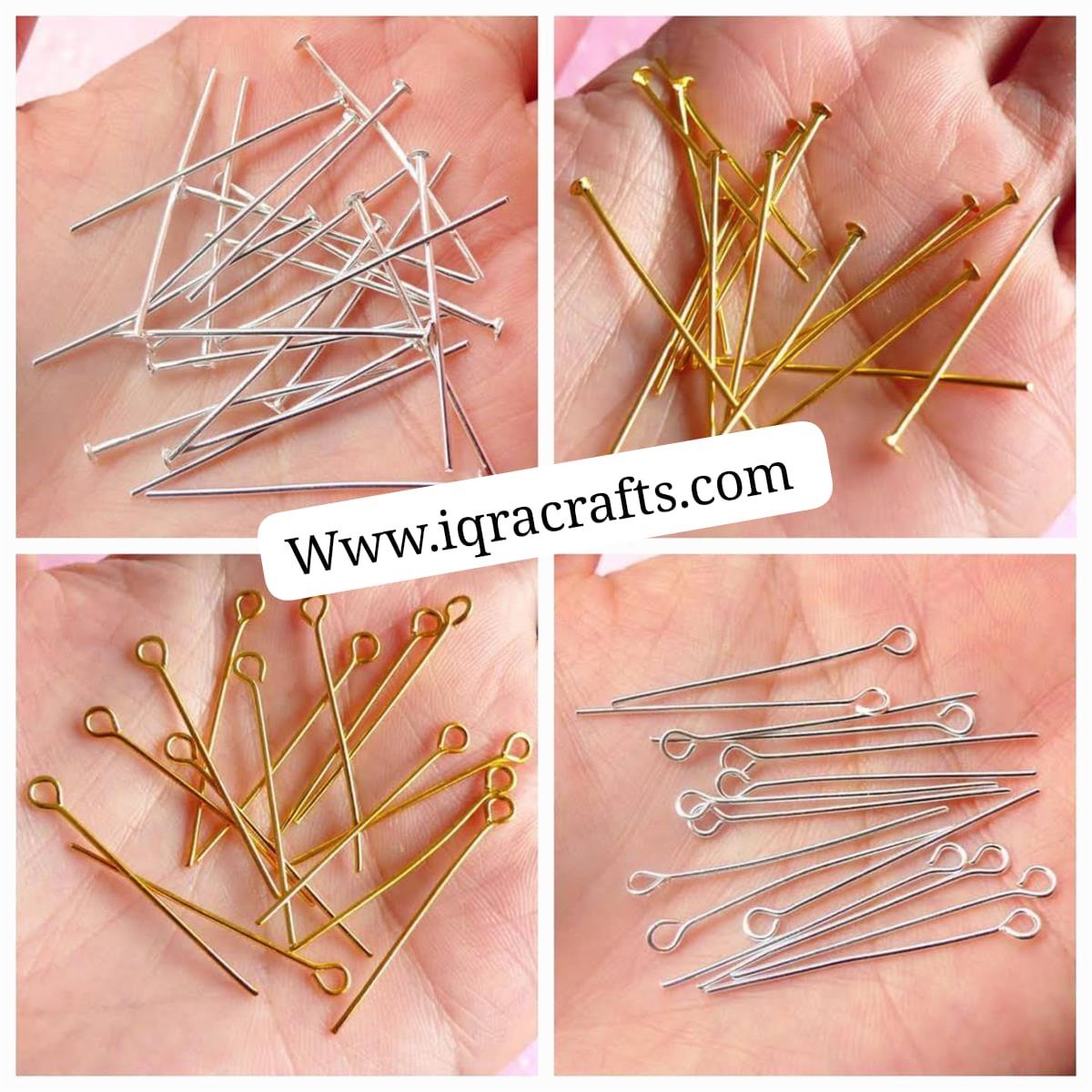 10 Grams Gold, Silver Color Eye pins, Head Pins Findings For DIY ...