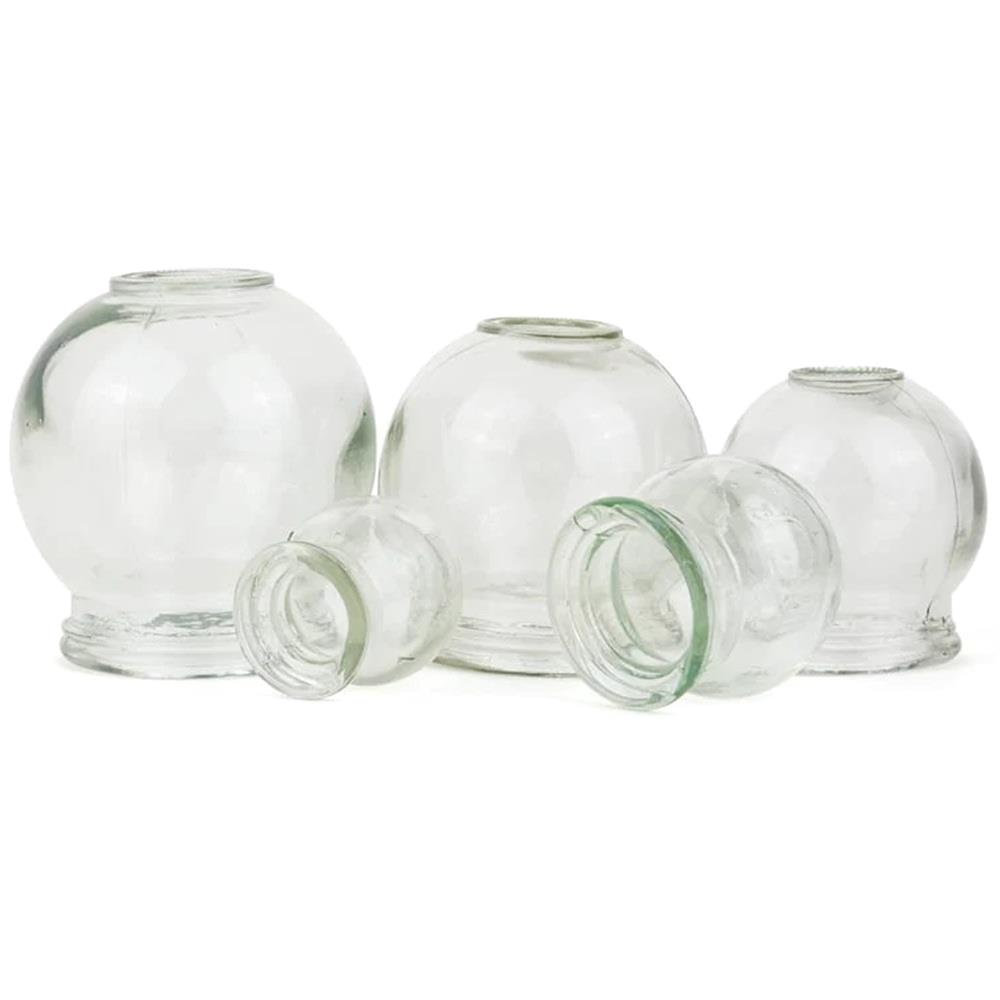 Glass Massage Cups for Lymphatic or Fire Cupping (Set of 5 cups) in ...