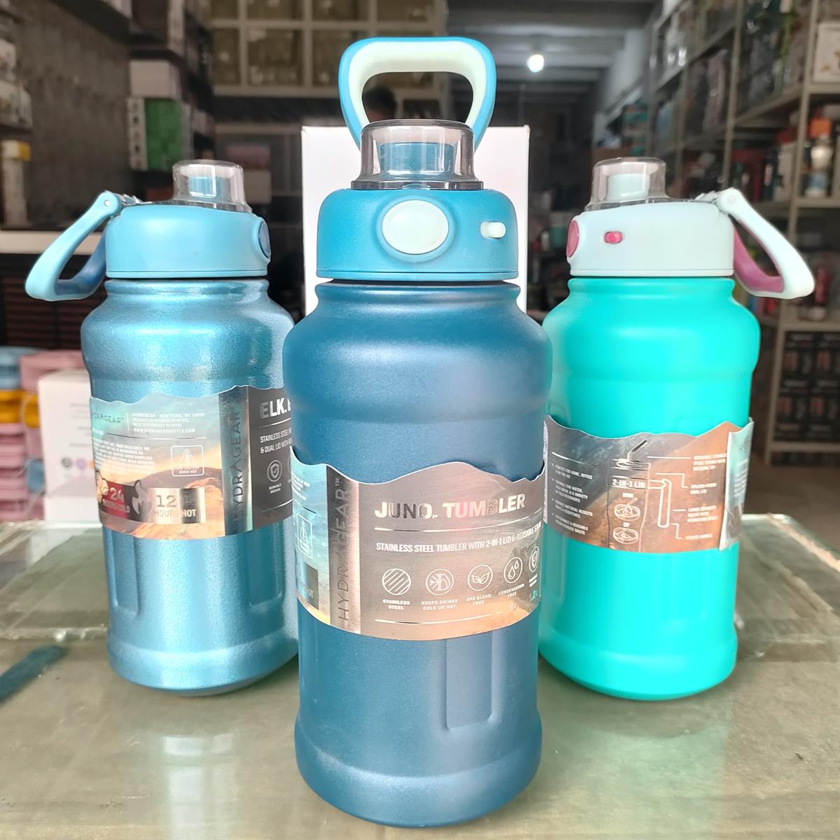 1200ML Stainless Steel With Easy-Push Lock Button & Dual Lid With Removable Straw Hot & Cool ...