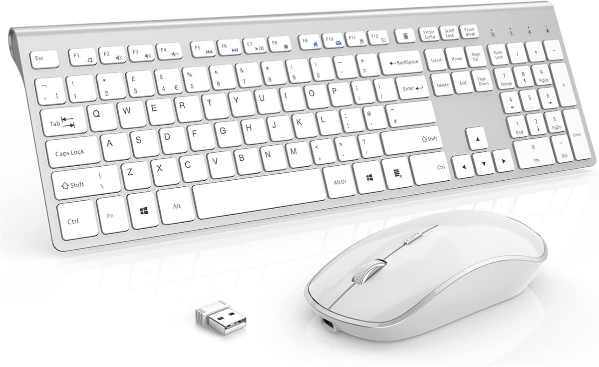 JOYACCESS Rechargeable Wireless Keyboard Mouse Combo with 500mAh Batteries,Silent Ergonomic ...