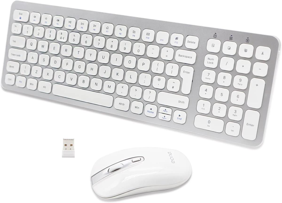 Eono Wireless Keyboard and Mouse Set Ultra Slim Cordless Mouse and ...