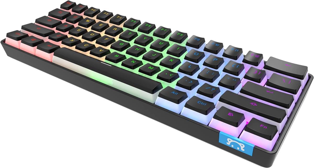 STK61 60% Bluetooth 5.0/USB Wired Dual Mode Mechanical Keyboard, Pudding PBT Keycaps, 61 Keys ...