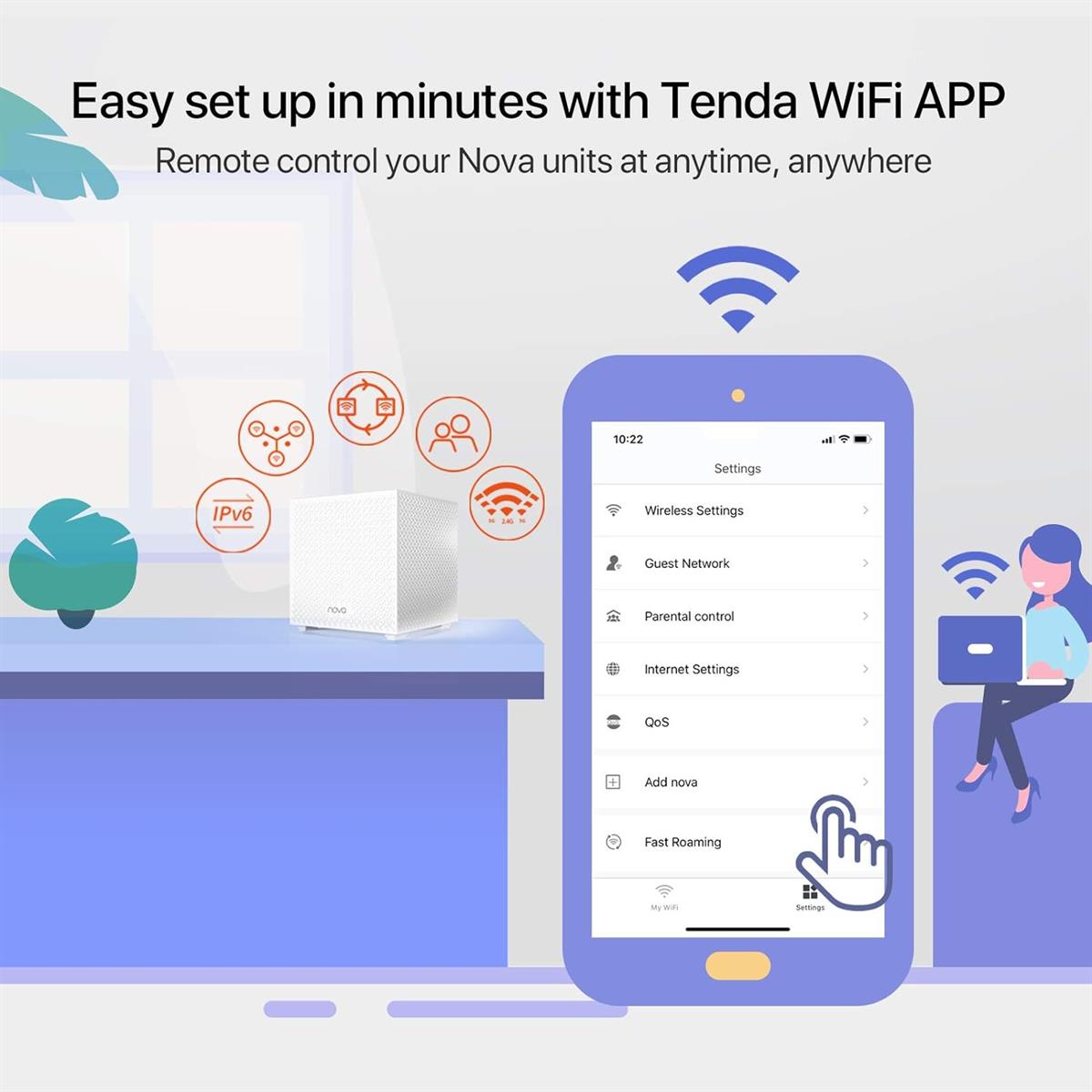 Tenda Nova Mesh Wi-Fi System MW12 AC2100 Whole Home WiFi Mesh System in ...