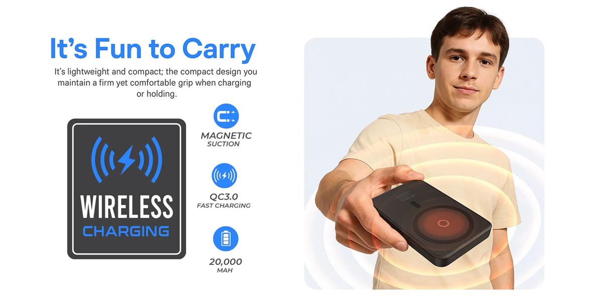 Audionic Magneto Pro Max Wireless Powerbank | 20000 mAh Power bank ...