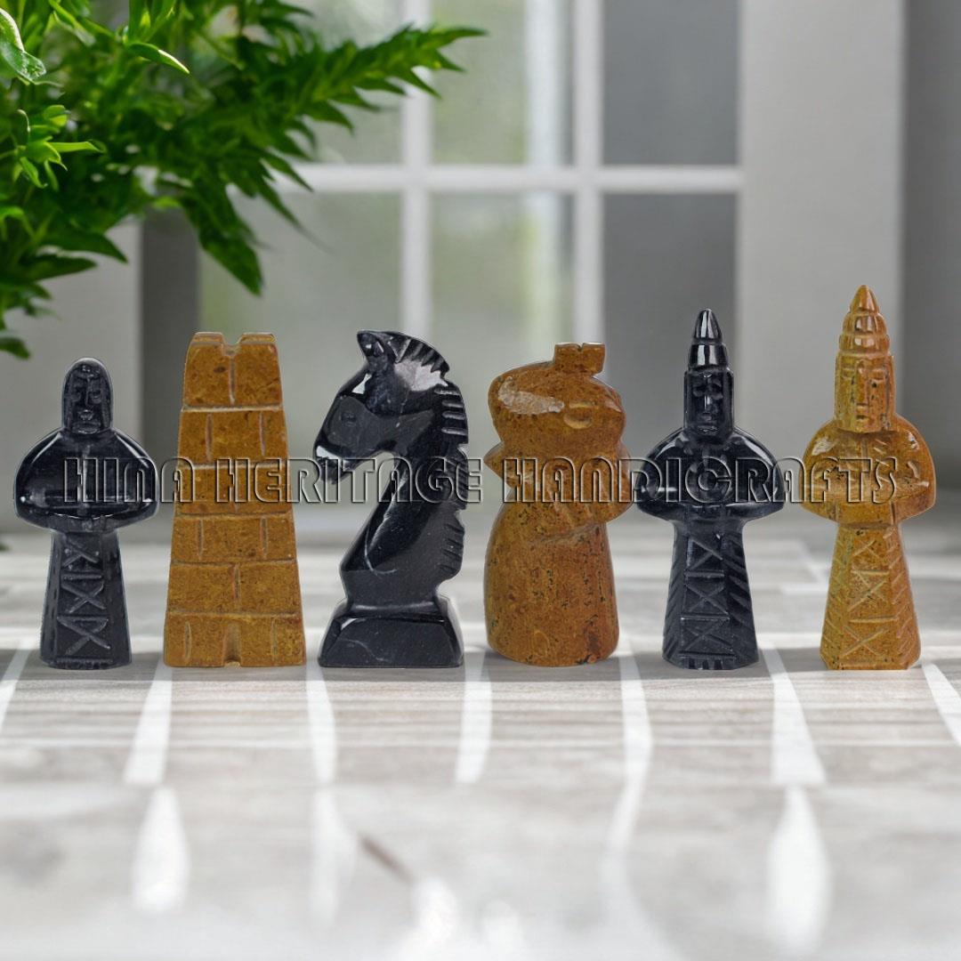 Jet Black & Indus Gold Marble Chess Set – Premium Handcrafted Marble ...