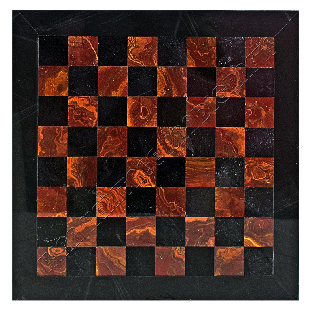 Red Onyx & Jet Black Marble Chess Board with Customizable Borders ...