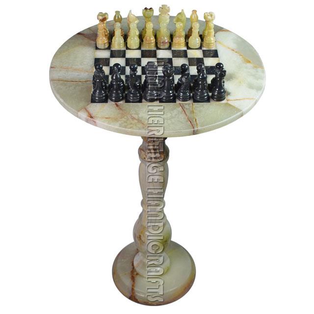 Explore Exquisite Light Green Onyx & Jet Black Marble Chess Tables in ...