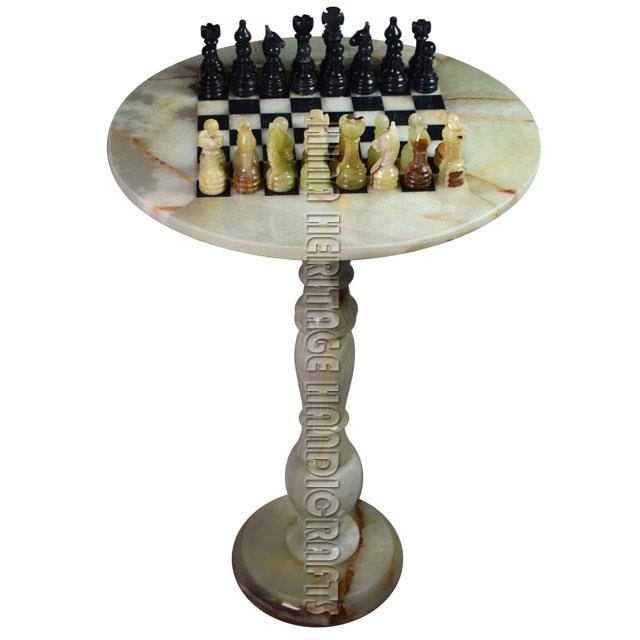 Explore Exquisite Light Green Onyx & Jet Black Marble Chess Tables in ...