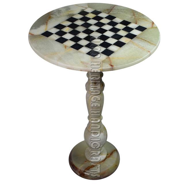 Explore Exquisite Light Green Onyx & Jet Black Marble Chess Tables in ...