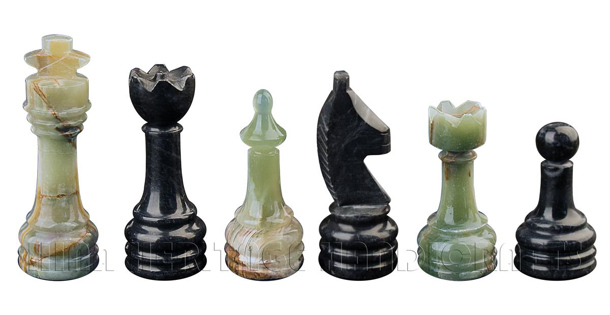 Exquisite Green Onyx & Jet Black Marble Chess Set - Perfect for ...
