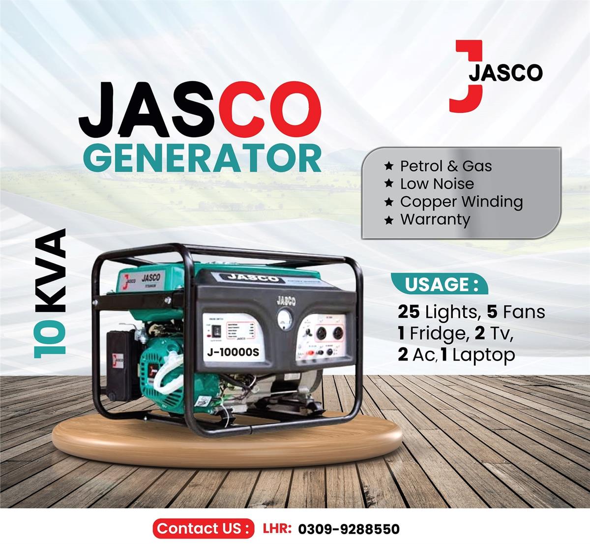 Jasco Generator 10 KVA - Green Series J10000s in Pakistan for Rs. 330000.00 | toolcraft.pk