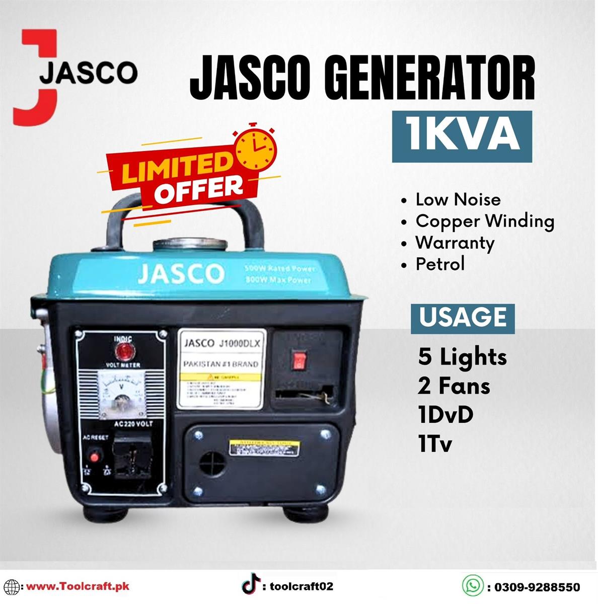 Jasco Generator 1 KVA - Green Series J1000s in Pakistan for Rs. 47500. ...