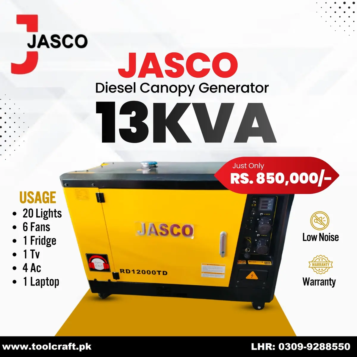Jasco Generator 13 KVA - Silent Series J13500BSD in Pakistan | toolcraft.pk