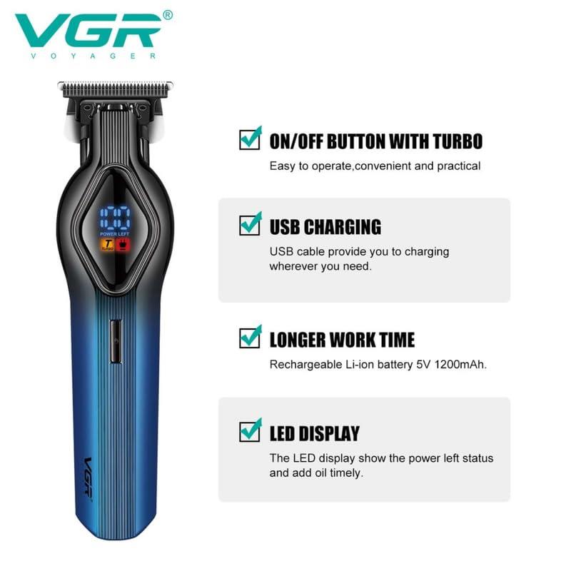 VGR V-921 Professional Digital Display Turbo function 7000RPM Pro Li Outliner Electric Cordless ...