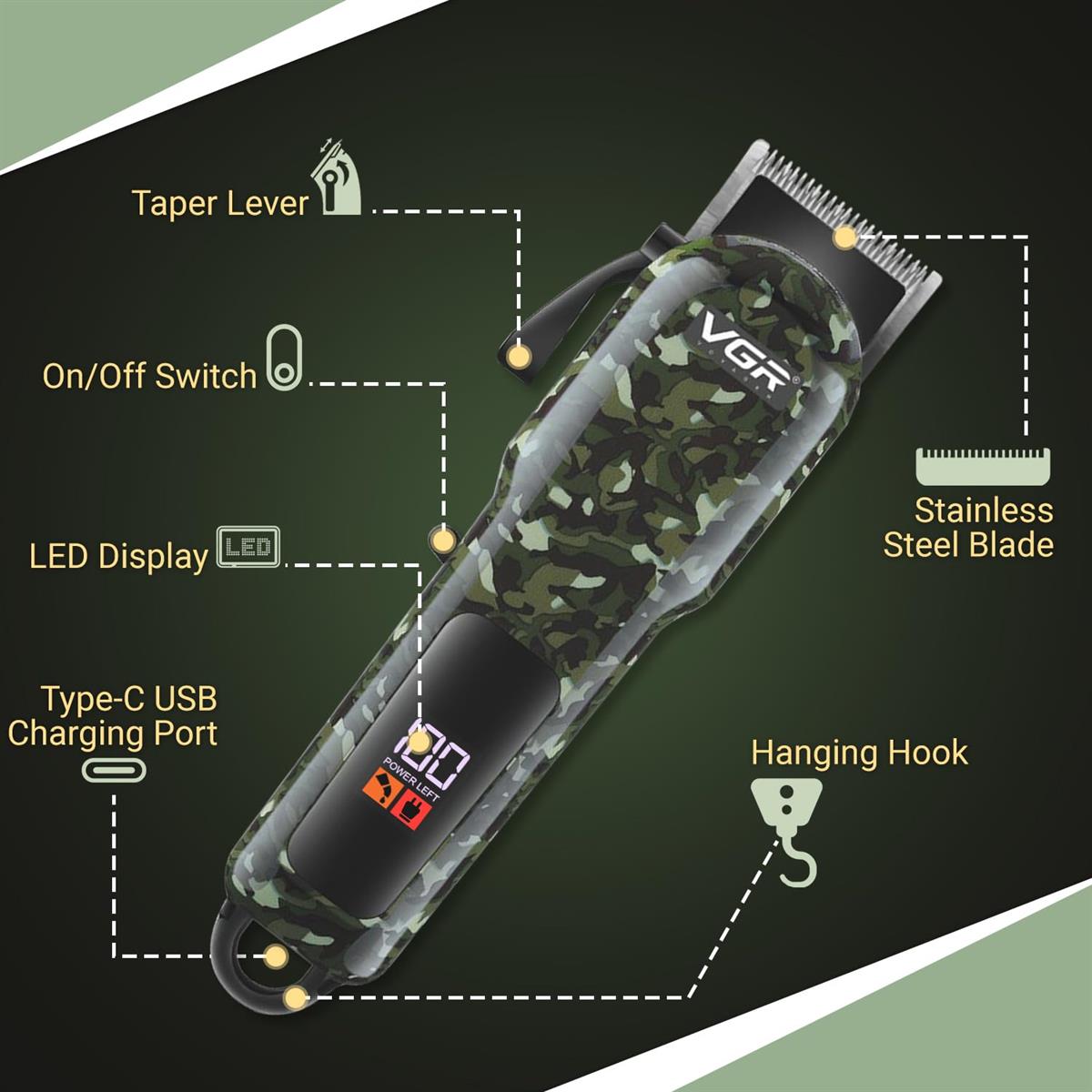 VGR VL-665 Professional Limited Edition Hair Clipper – Cordless/Corded ...