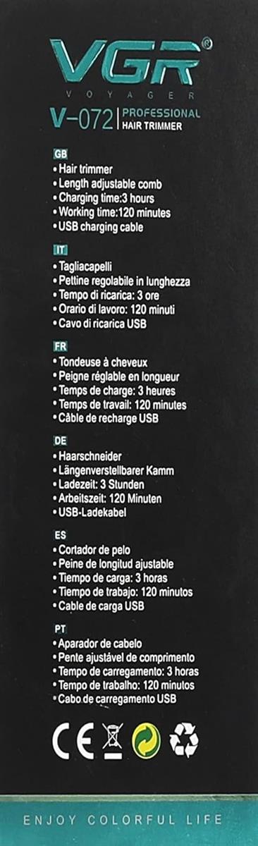 VGR V-072 Water Proof Professional Rechargeable Hair trimmer