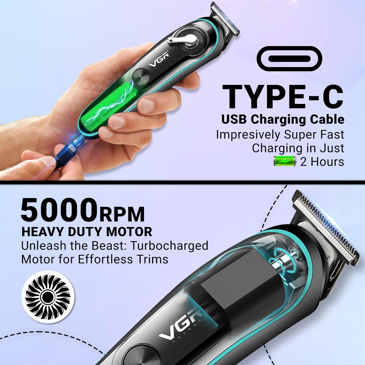 VGR V-075 Limited Edition Professional Hair Trimmer with LED Display