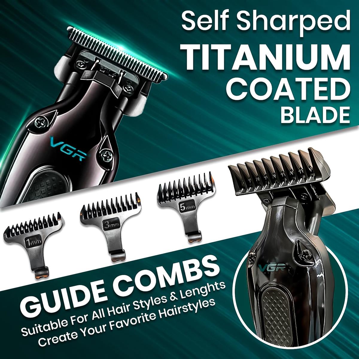 VGR V-998 Professional Cord/Cordless Hair Trimmer for Men - Titanium ...