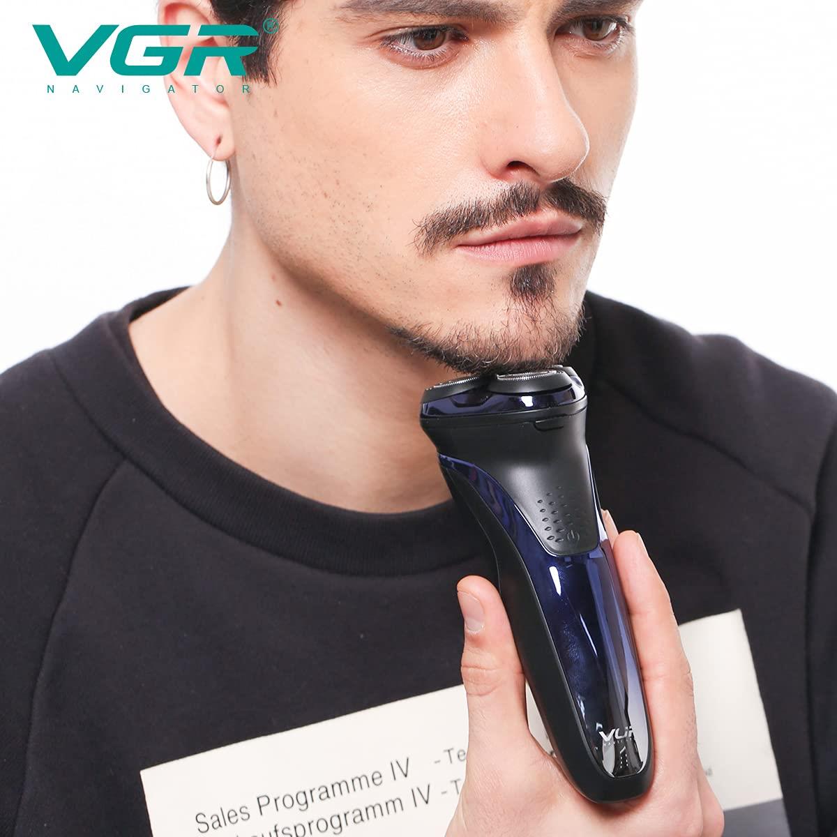 VGR V-306 Wet & Dry Premium Cordless Rechargeable IPX7 Fully Waterproof 3 Head Electric Shaver