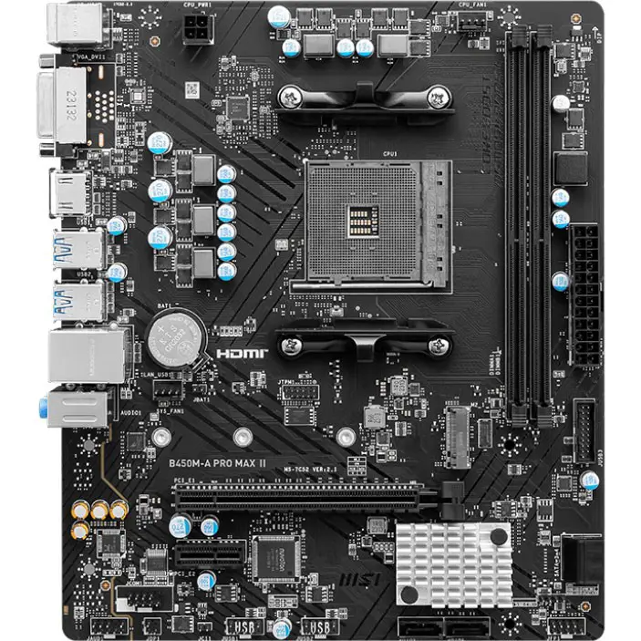 MSI B450M-A PRO MAX II mATX board 64 GB DDR4, M.2, 2.5 Gb LAN | Price ...